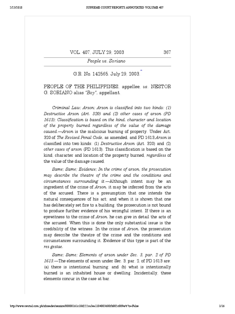 Supreme Court Reports Arson Case | PDF | Arson | Crime & Violence