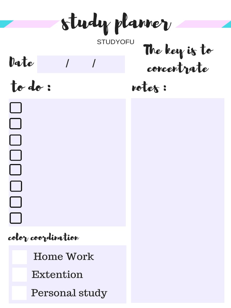 Date Notes: The Key Is To Concentrate: Study Planner | PDF