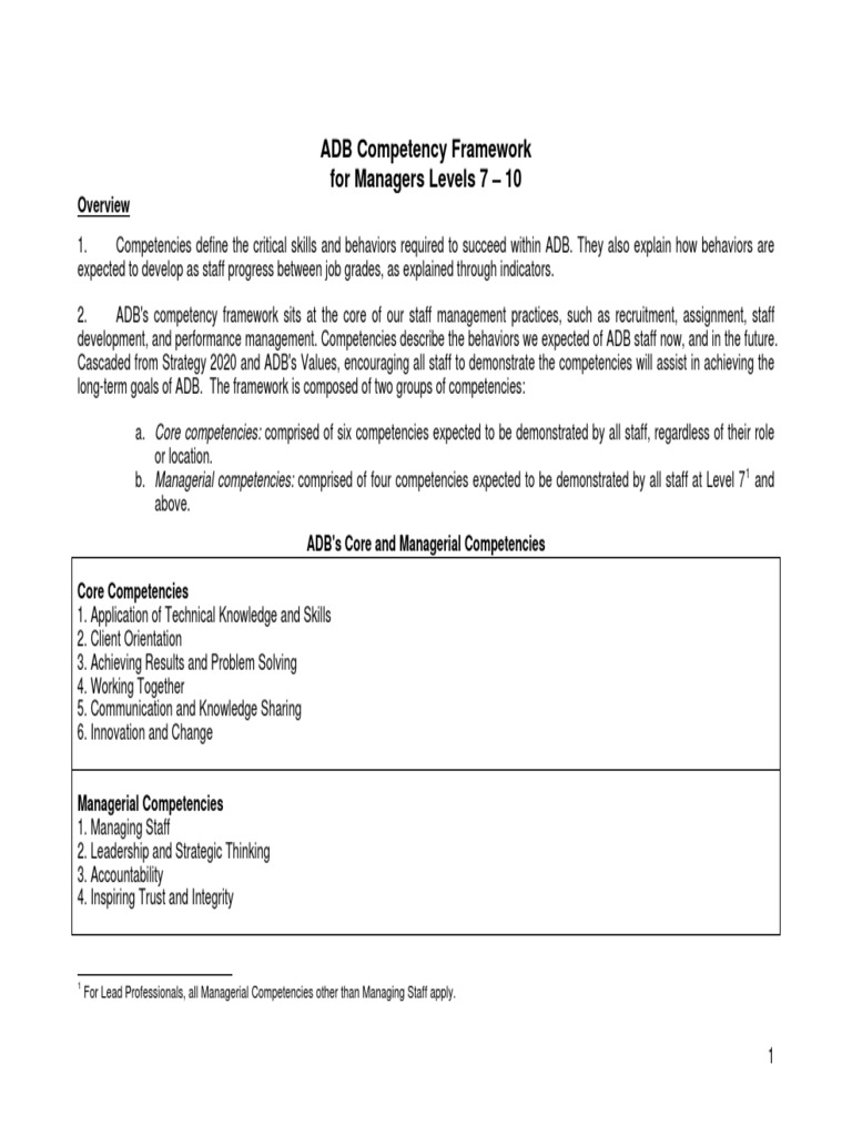 ADB Competency Framework | PDF | Competence (Human Resources ...