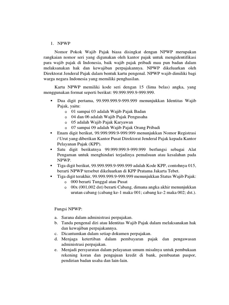 Panduan NPWP dan NPPKP di Indonesia | PDF