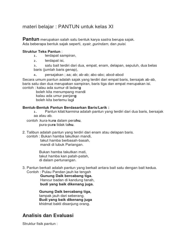 Materi Pantun | PDF