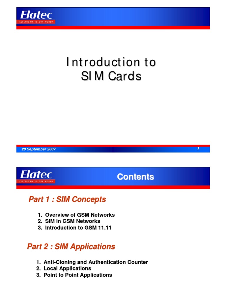 Introduction To Introduction To SIM Cards SIM Cards PDF | PDF ...