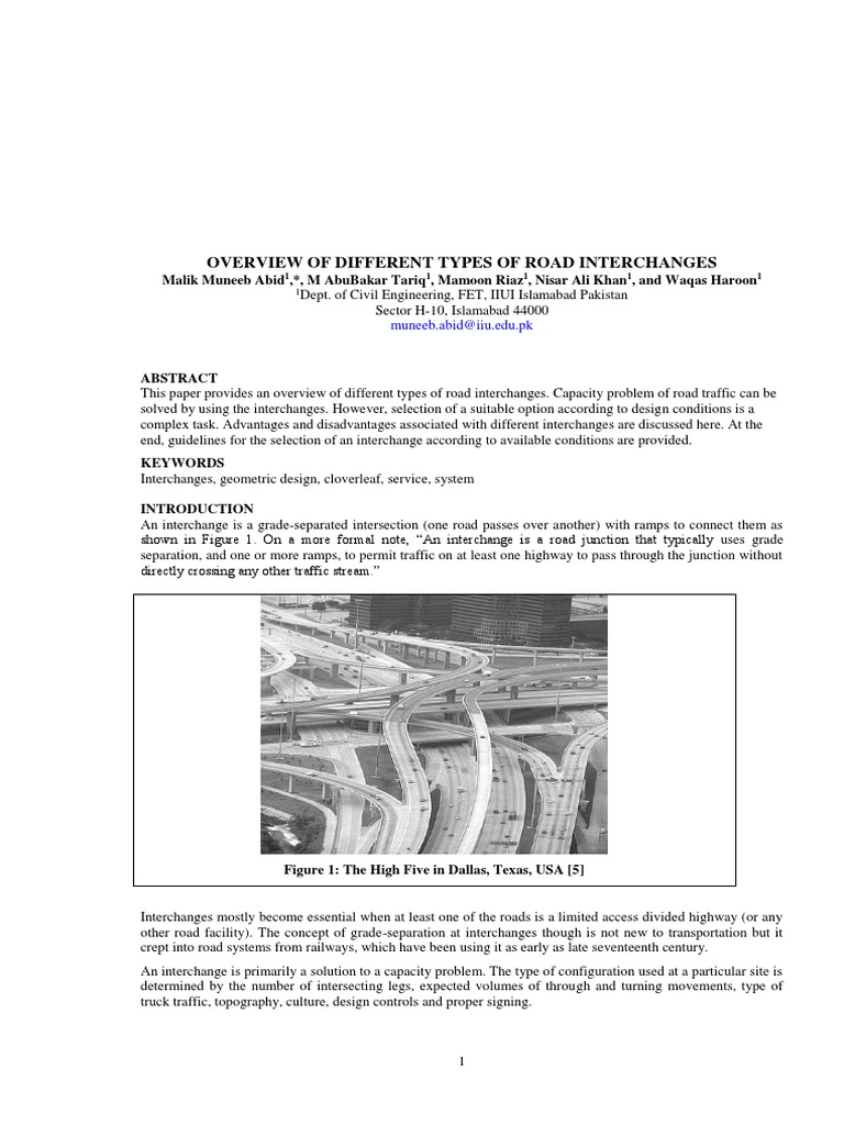 Overview of Different Types of Road Interchanges | PDF | Interchange ...