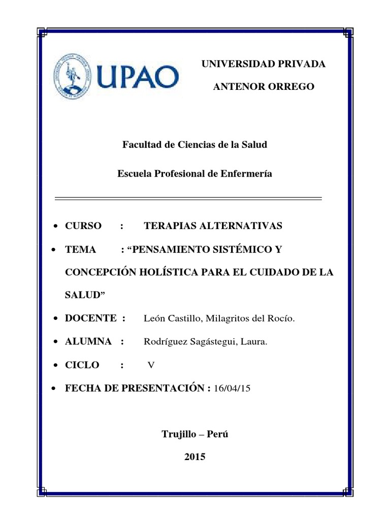 Pensamiento Sistemico y Concepcion Holistica para El Cuidado de La ...