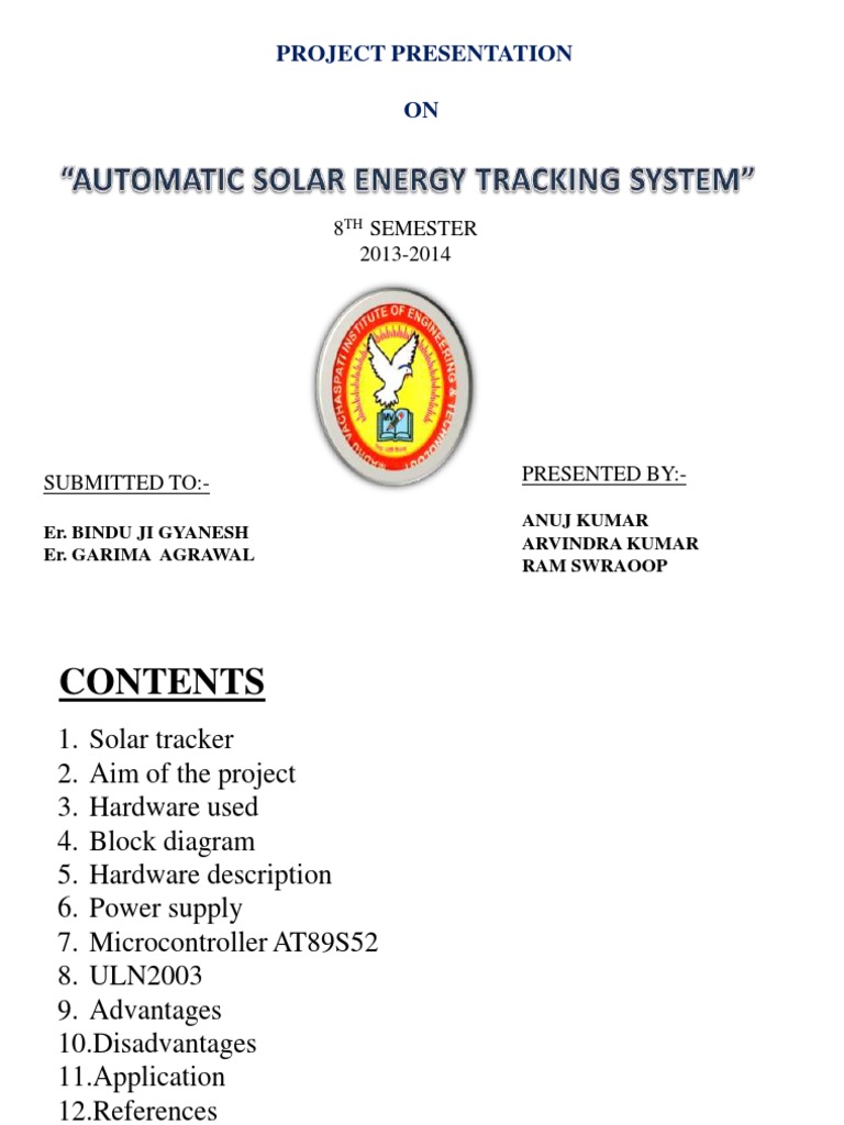 Project Presentation ON: 8 Semester 2013-2014 | PDF | Photovoltaics ...