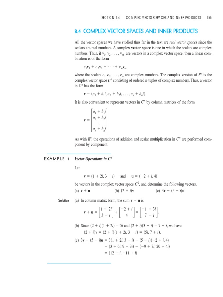 Complex Vectors and Inner Spaces Nice Examples PDF | PDF | Matrix (Mathematics) | Basis (Linear ...
