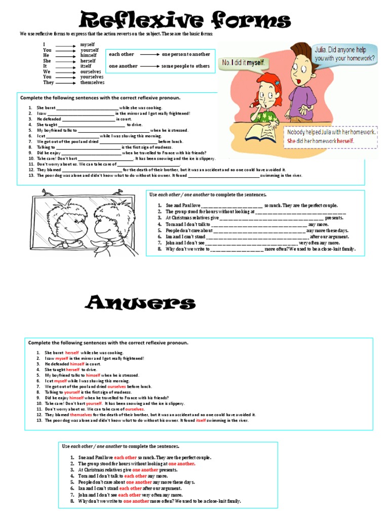 Reflexive Pronouns With Key | PDF | Linguistic Typology | Linguistics