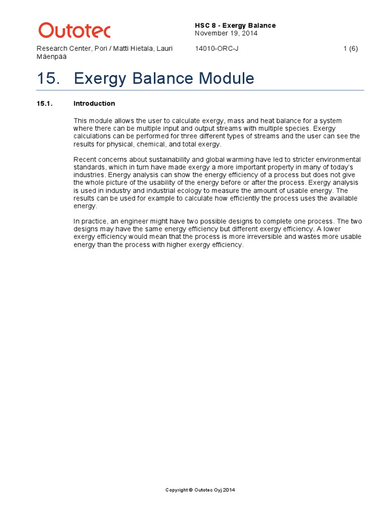 15 Exergy Balance PDF | PDF | Exergy | Chemical Equilibrium