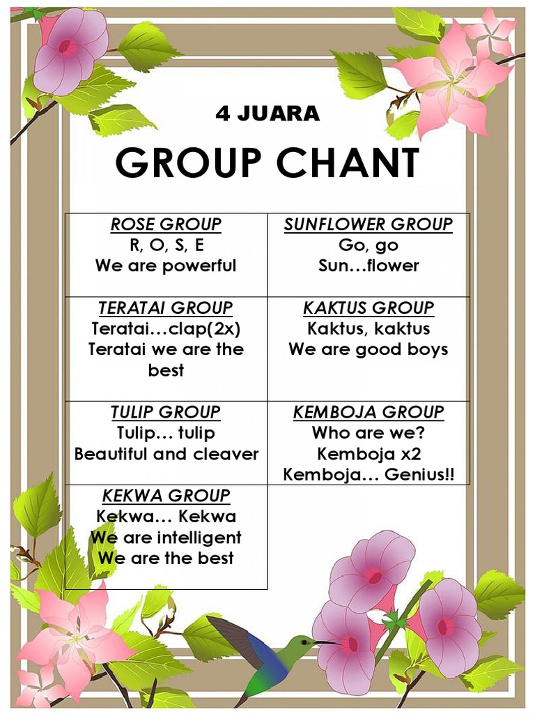 Group Chants and Cheers from a Youth Camp Competition | PDF