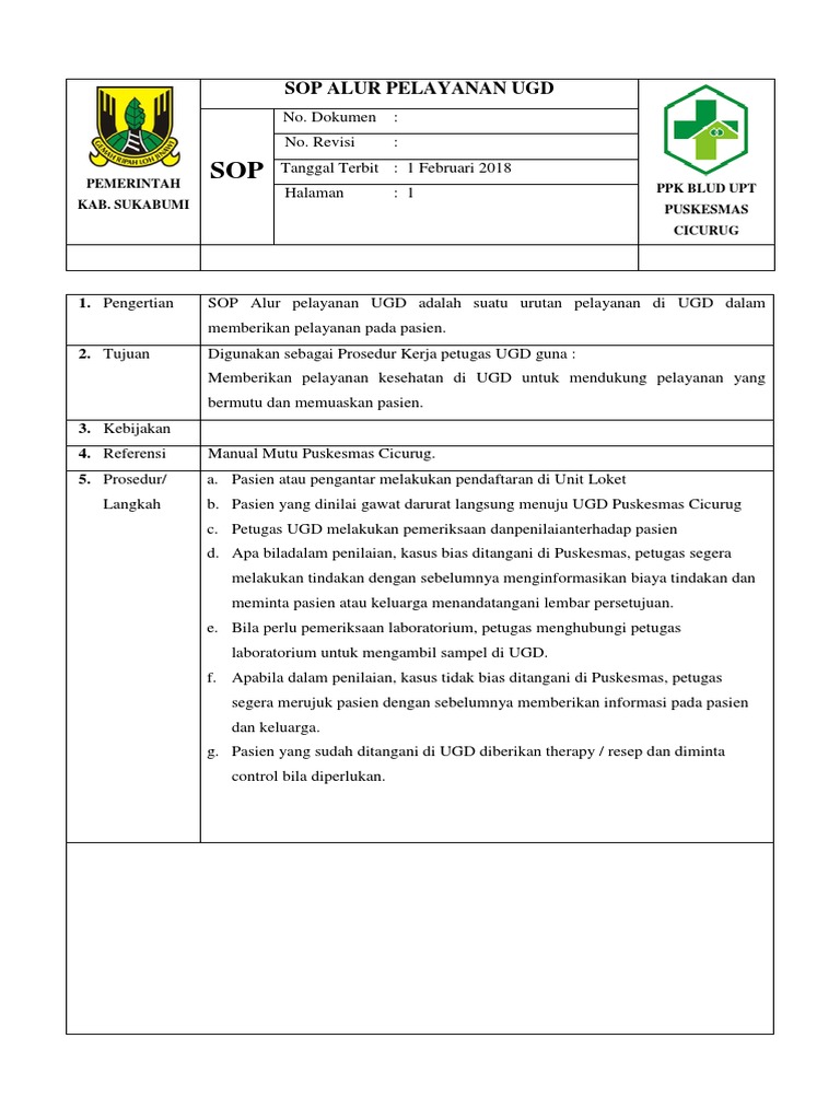 Sop Alur Pelayanan Ugd | PDF