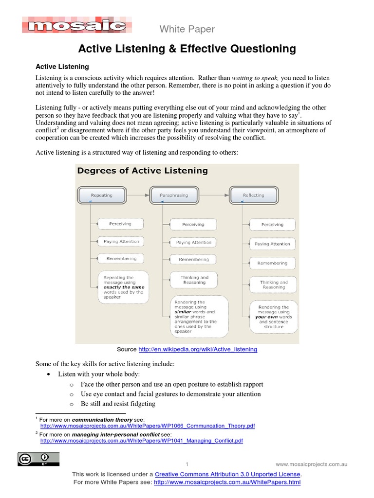 WP1012 Active Listening | PDF | Question | Reason