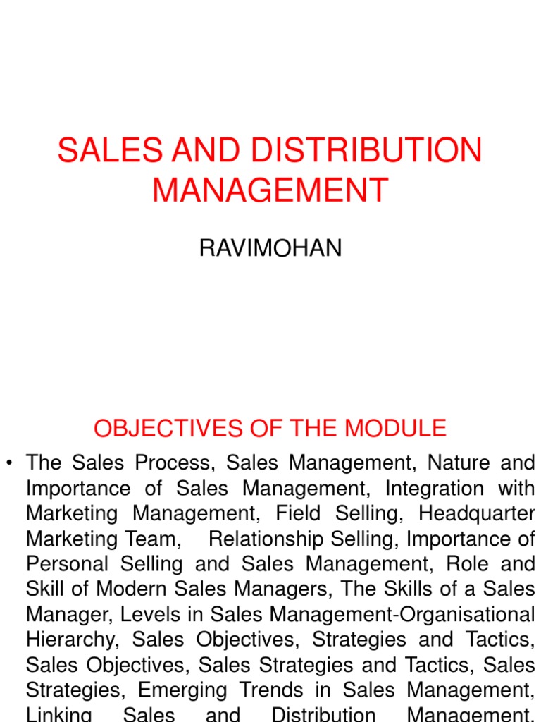 Sales and Distribution Management | PDF | Sales | Distribution (Business)