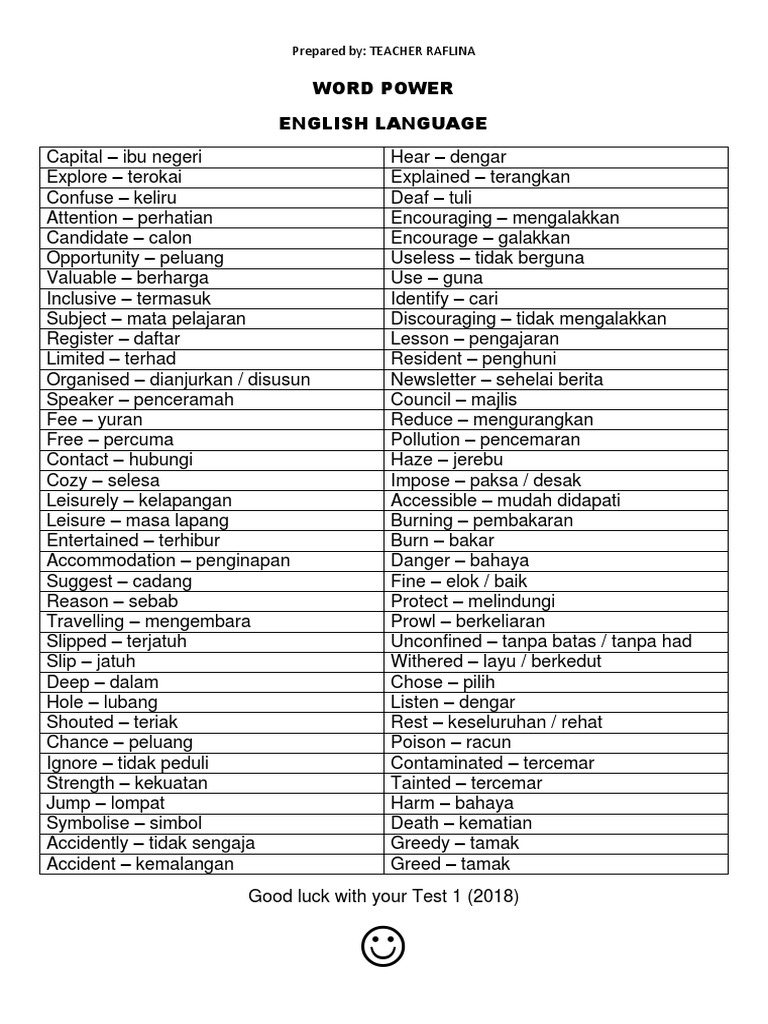Print - Word Power Test 1 2018 | PDF