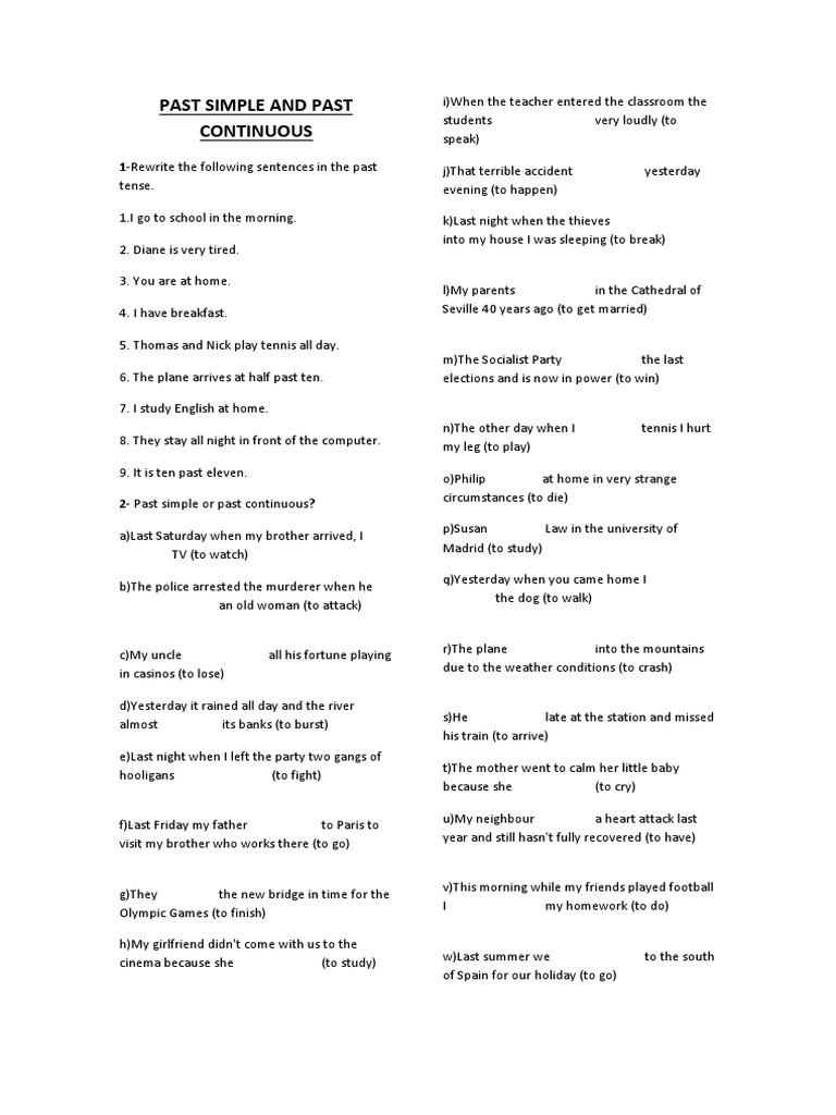 Past Simple and Past Continuous Tenses: A Guide to Conjugating Verbs in ...