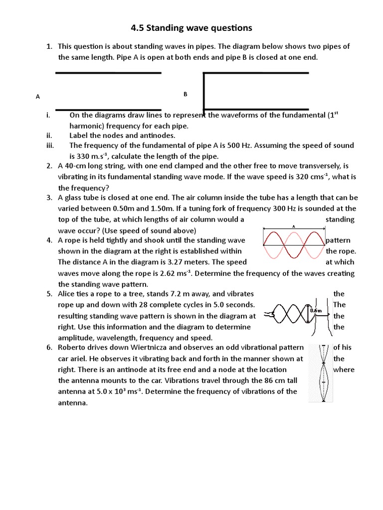 4.5 Standing Wave Questions | PDF | Waves | Frequency