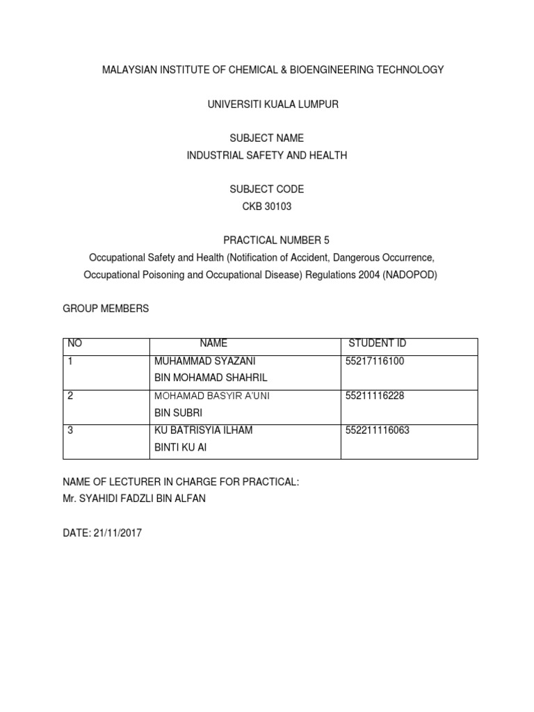 FULL PRACTICAL 5 Nadopod | PDF | Occupational Safety And Health | Safety
