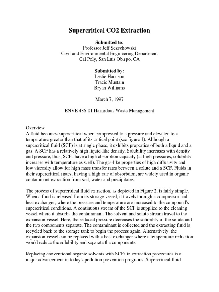 Supercritical CO2 Extraction | PDF | Supercritical Fluid | Carbon Dioxide