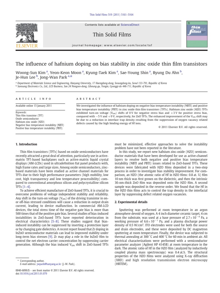 Thin Solid Films | PDF | Zinc Oxide | Solid State Engineering