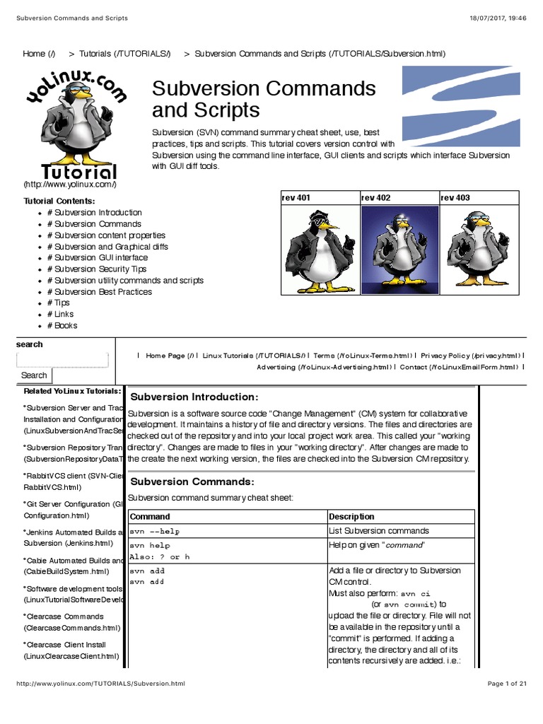 Subversion Commands and Scripts | PDF | Filename | Version Control