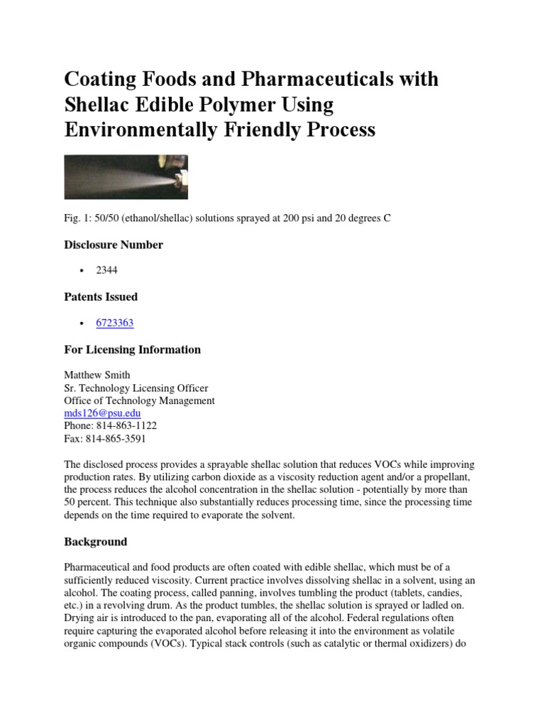 Coating Foods and Pharmaceuticals With Shellac Edible Polymer Using ...