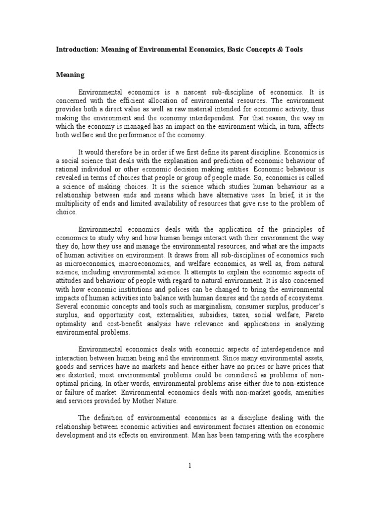 Introduction To Environmental Economics | PDF | Economics | Externality