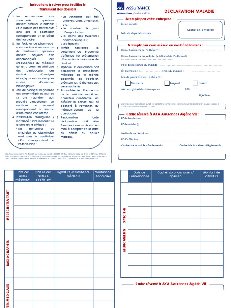 Déclaration Maladie V2 | PDF | Médecine | Soins de santé