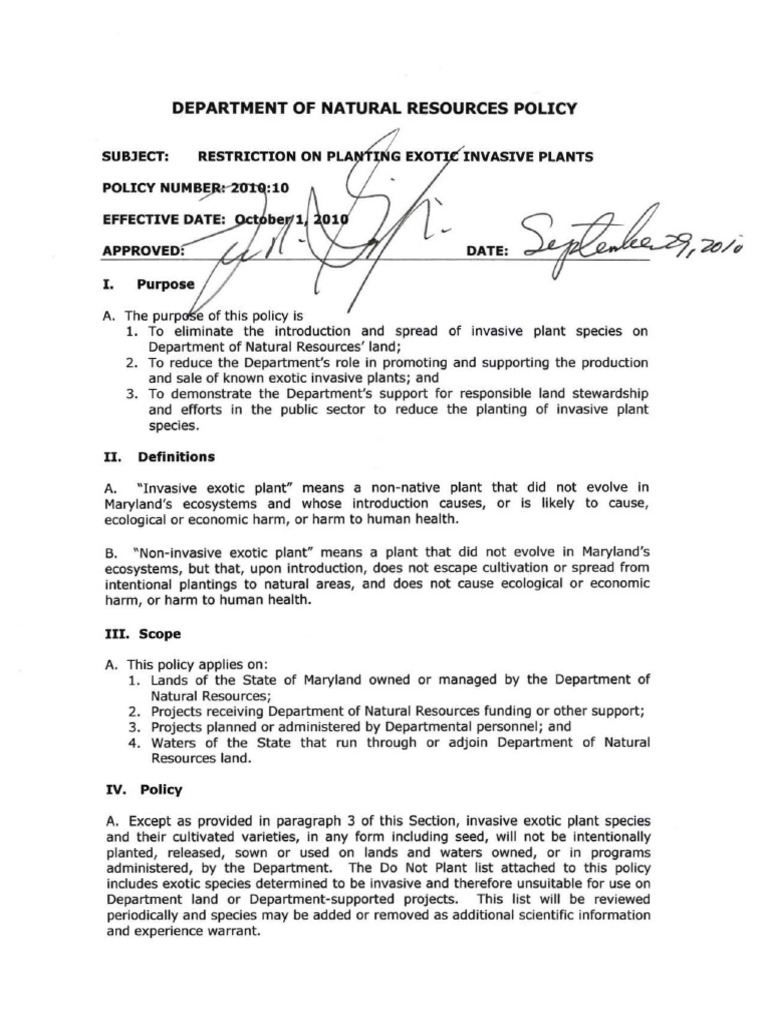 MD DNR Do-Not-Plant-List Invasives 2010 | PDF | Introduced Species ...