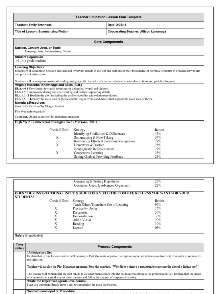 Summarizing Fiction for 4th Graders | PDF | Rubric (Academic) | Teachers