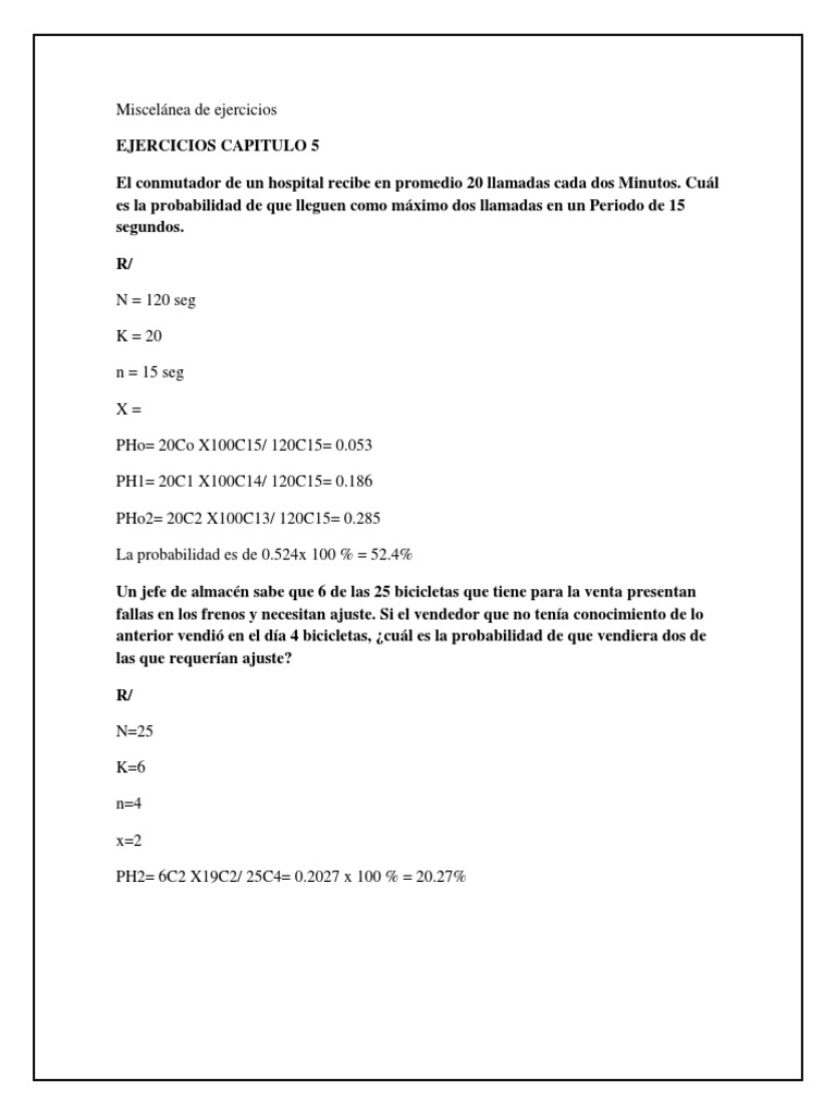 Miscelánea de Ejercicios | PDF