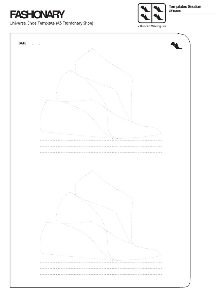 Fashionary: Universal Shoe Template (A5 Fashionary Shoe) | PDF