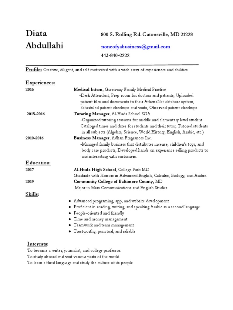 Csit 101 Abdullahi Resume Final | PDF | Behavior Modification | Change