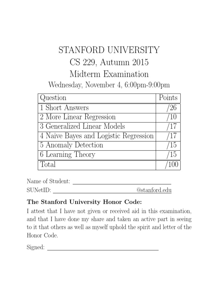 Practice Midterm 2 Sol | Download Free PDF | Support Vector Machine | Regression Analysis