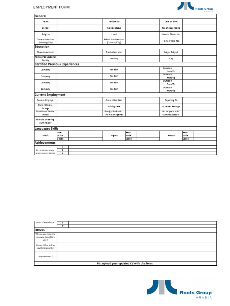 General: Employment Form | PDF | Employment | Labour
