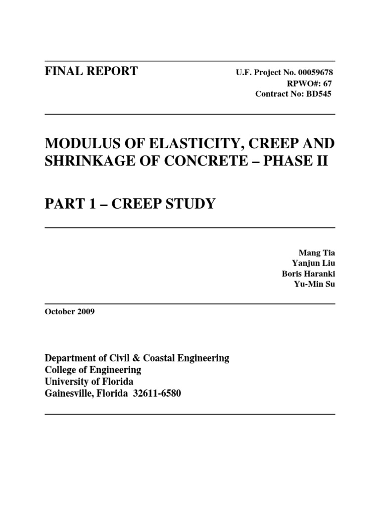 Fdot bd545 67 RPT PDF | PDF | Creep (Deformation) | Strength Of Materials