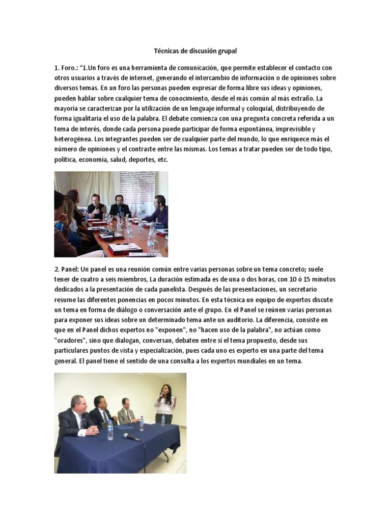 Técnicas de Discusión Grupal | Foro de Internet | Comunicación | Prueba ...