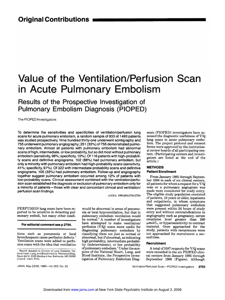 Pioped PDF | PDF | Angiography | Sensitivity And Specificity