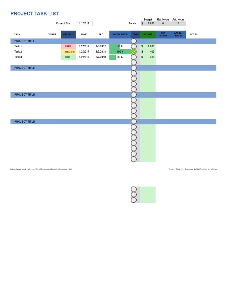 Project Task List Template | PDF | Spreadsheet | World Wide Web