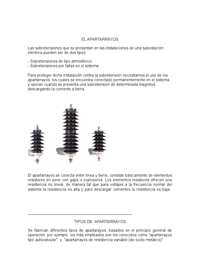 Apartarrayos: Tipos y Normativa | PDF | Resistencia Eléctrica y ...