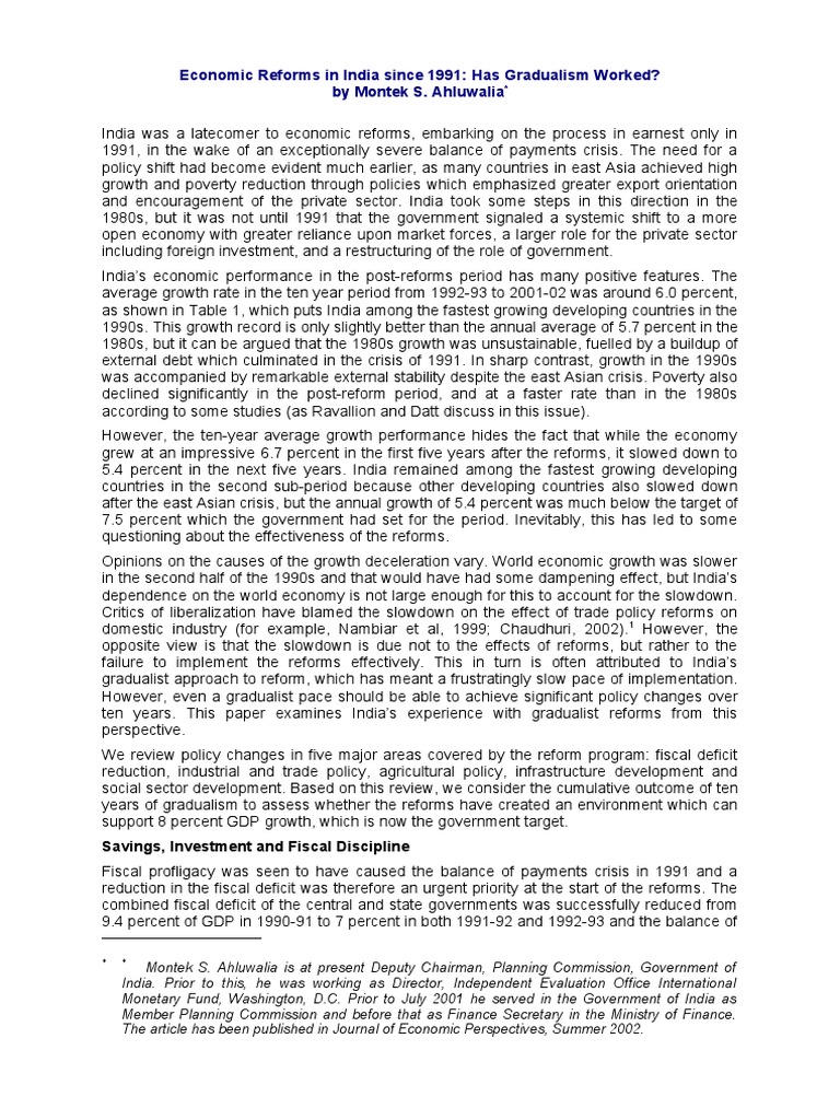 Economic Reforms in India since 1991: Assessing the Effectiveness of ...