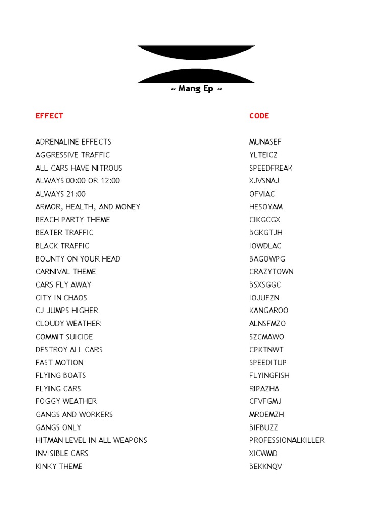 Kode GTA PC | PDF | Weaponry | Leisure