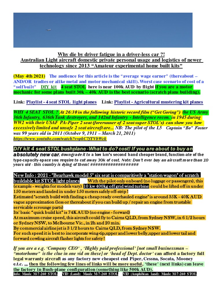 PPL Light Aircraft For Australians 2021 and Beyond | PDF | Homebuilt ...