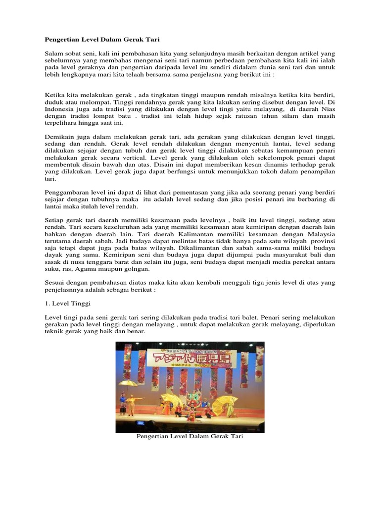 Pengertian Level Dalam Gerak Tari | PDF