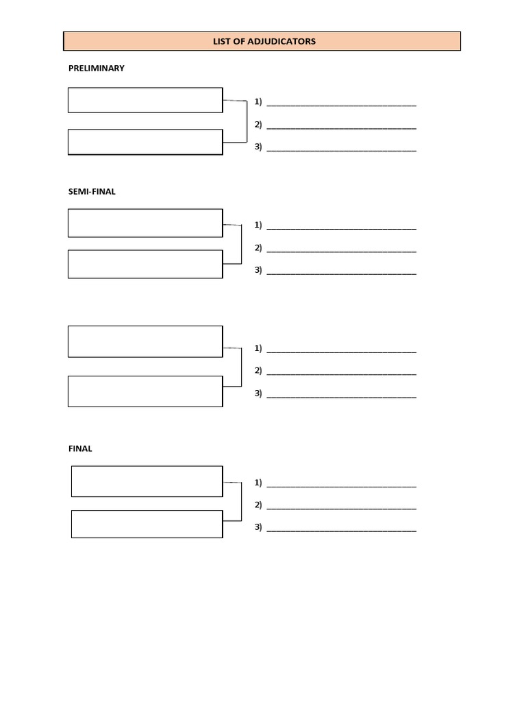 Adjudicators List for Competition Stages | PDF