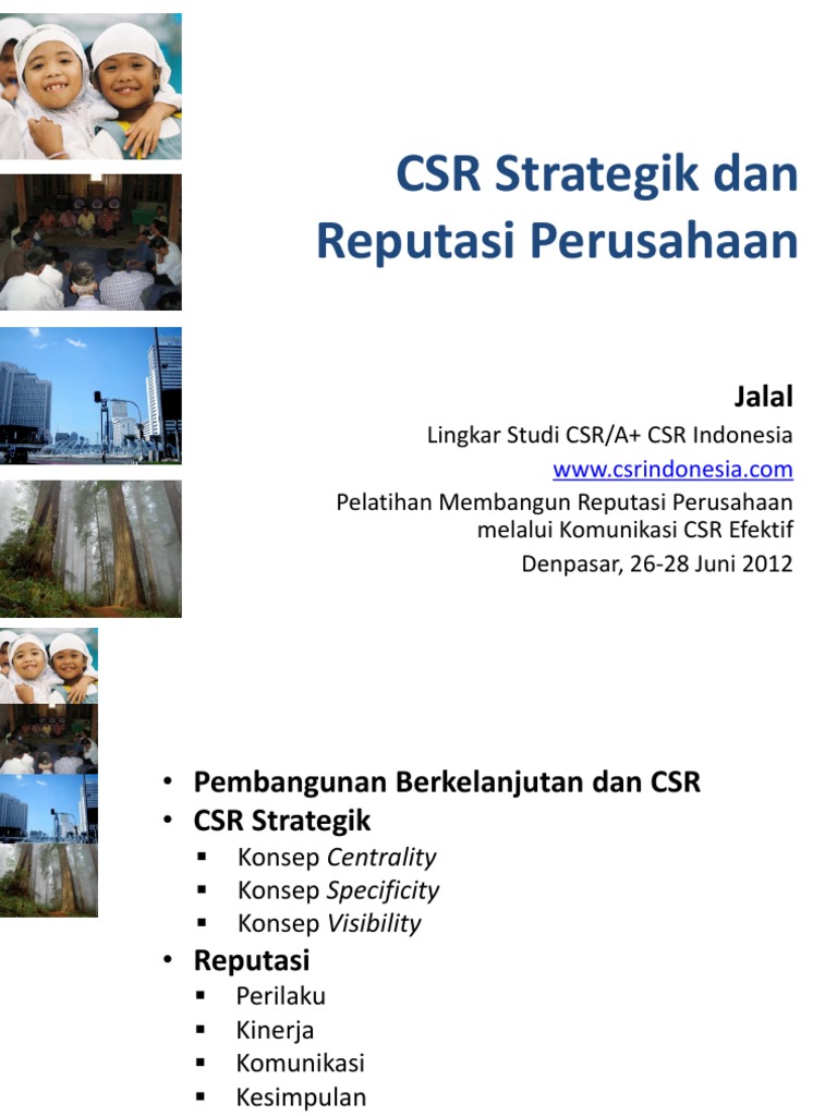 Jalal - Konsep CSR Strategik Dan Reputasi, Denpasar 2012 | PDF | Career ...