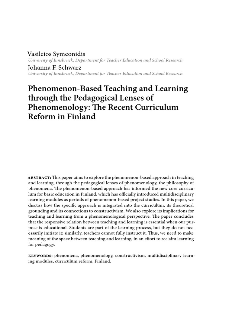 Phenomenon-Based Learning in Finland | PDF | Constructivism (Philosophy ...