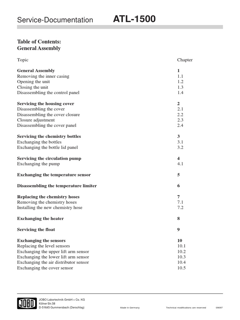 JOBO ATL-1500 Service Documentation | PDF | Electrical Connector ...