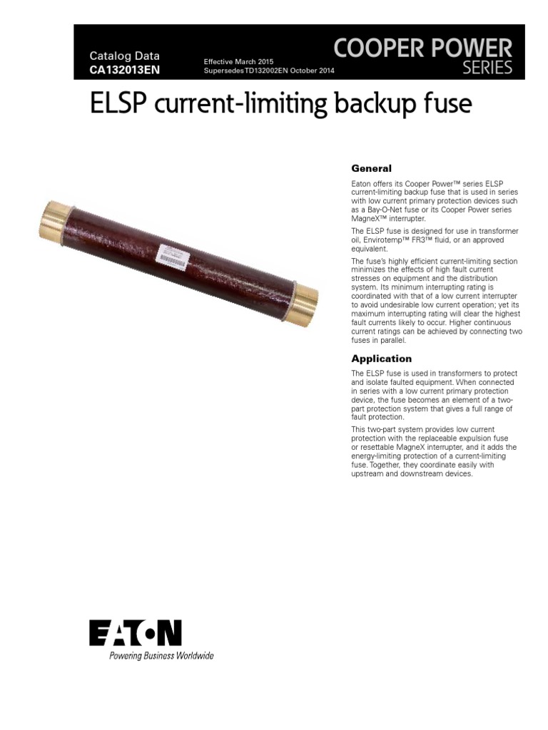 ELSP Current-Limiting Backup Fuse: Cooper Power | PDF | Fuse ...