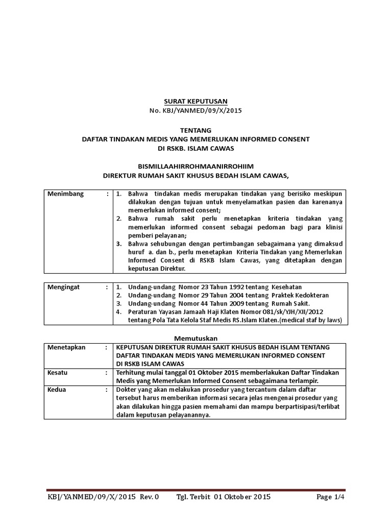 Daftar Tindakan Medis Informed Consent | PDF | Sains & Matematika