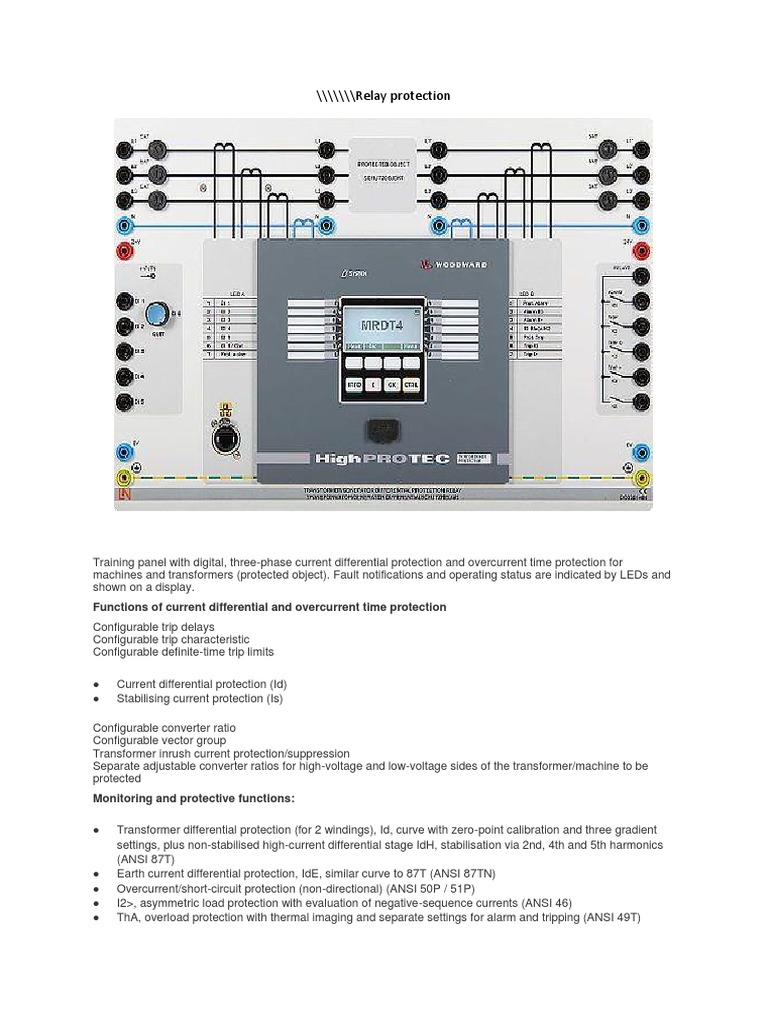 relay Protection: Functions of Current Differential and Overcurrent ...