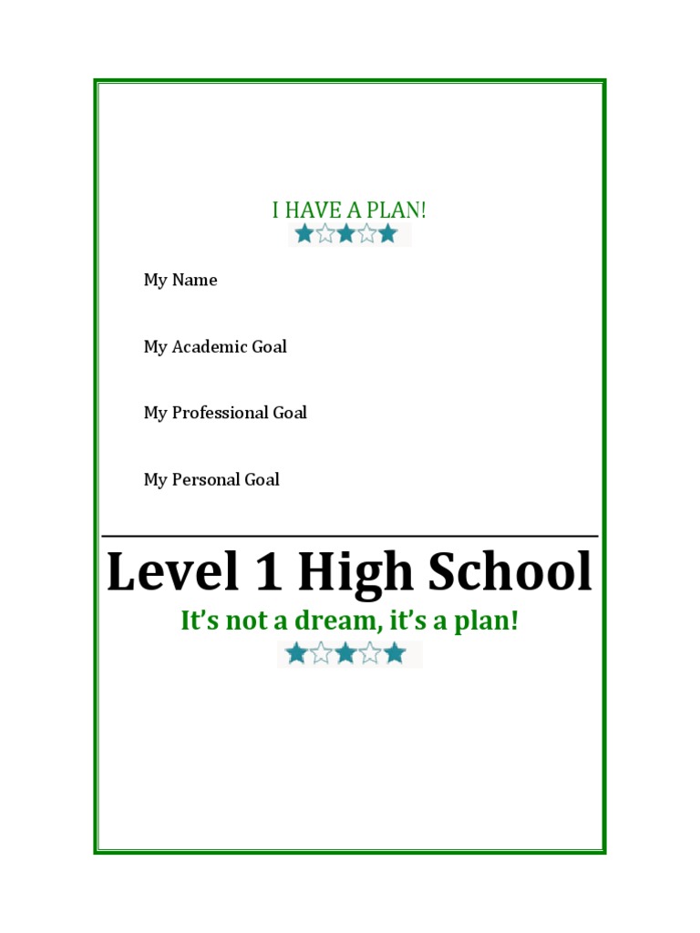 Level 1 High School: It's Not A Dream, It's A Plan! | PDF | Self ...